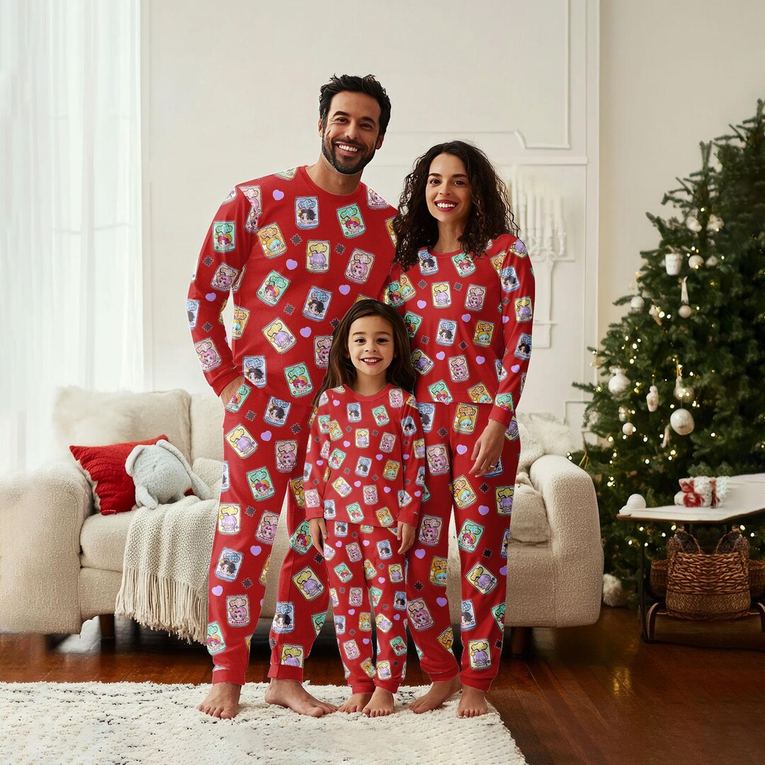 Christmas Soda Pop Family Pajamas Set, Funny Tiger Cosplay Pajamas Set ...