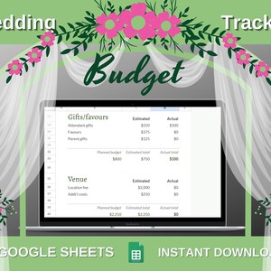 Wedding Budget Planner Spreadsheet Google Sheets Green - Etsy