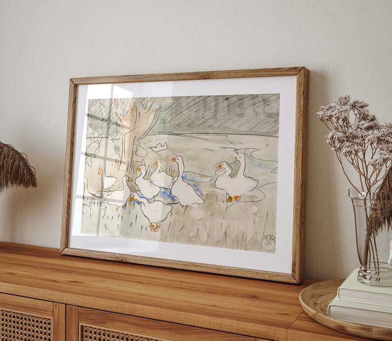 Vintage Geese Print Antique Spring Duck Painting Kitchen - Etsy