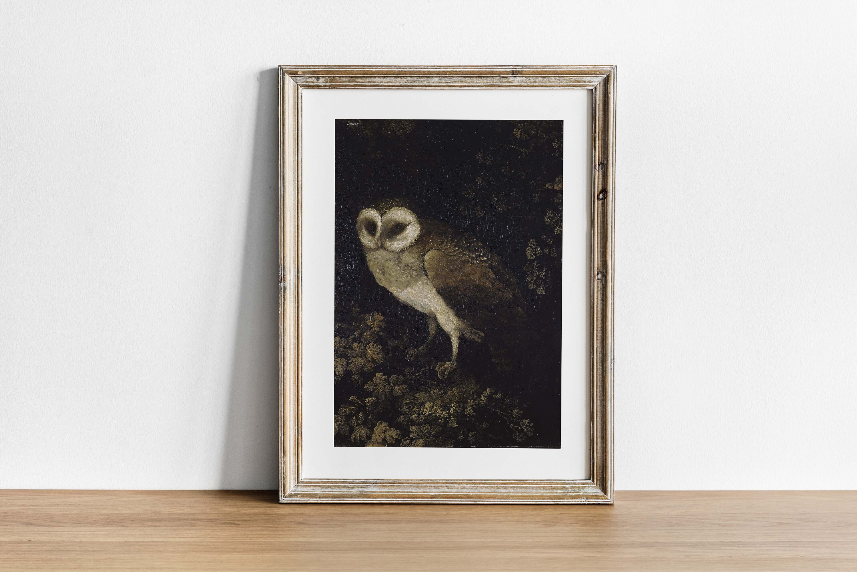 Moody Owl Painting by Moses Haughton: Dark Academia Art Print (digital ...
