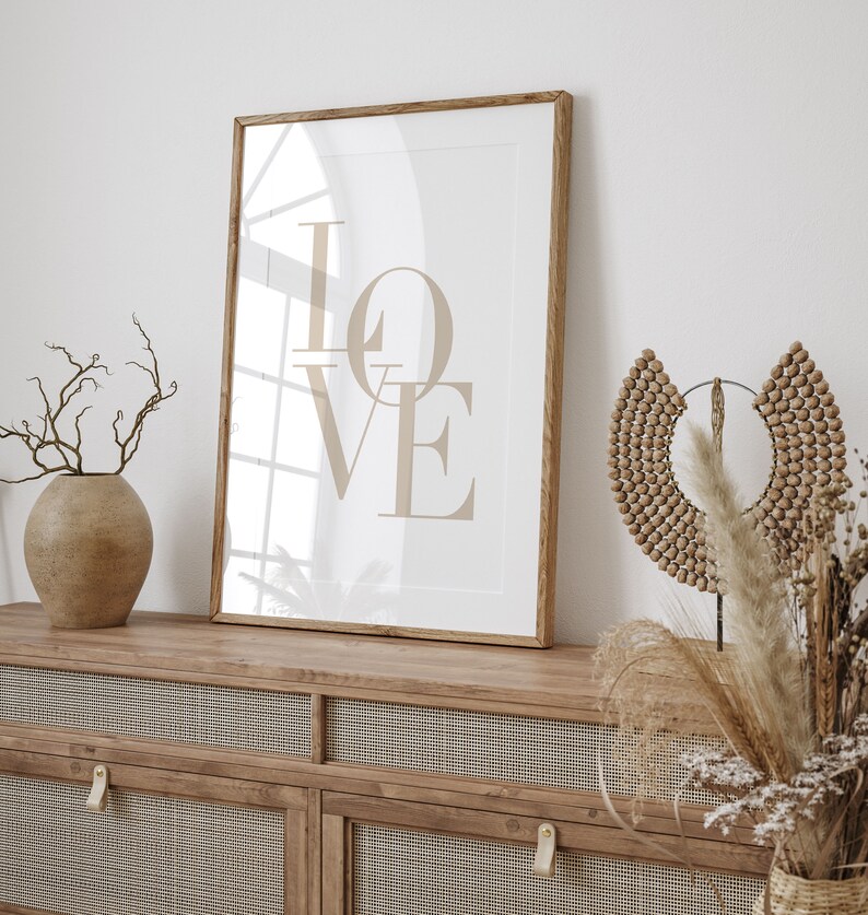 Love Typo Beige PRINTABLE Wall Art | Text Quote Print | L O V E ...