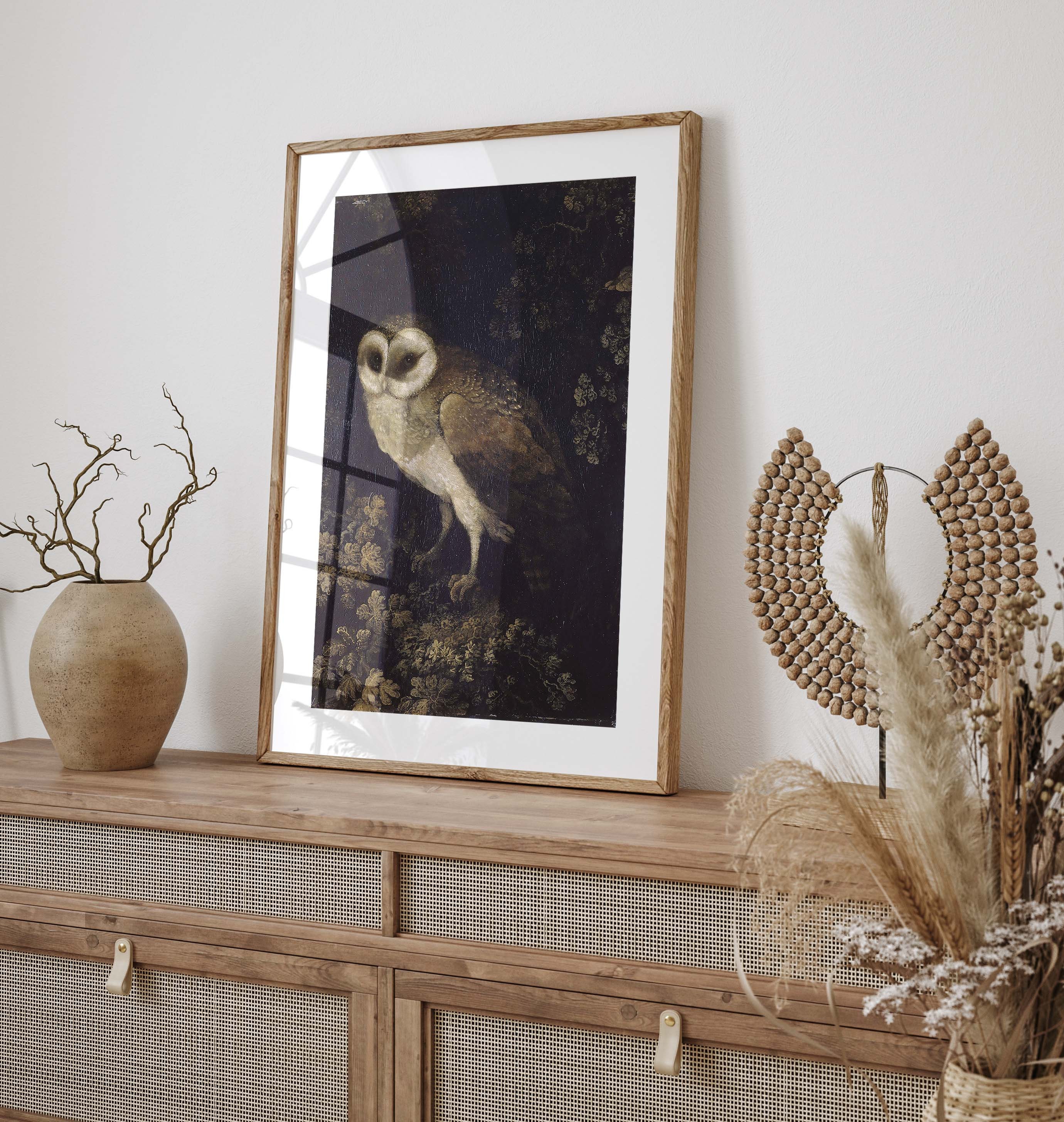 Moody Owl Painting by Moses Haughton: Dark Academia Art Print (digital ...