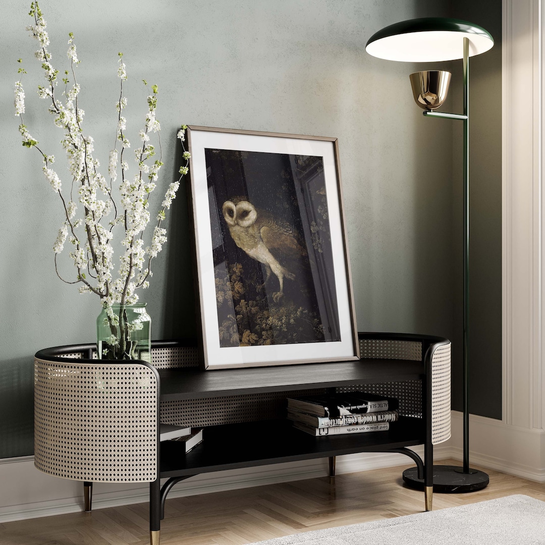 Moody Owl Painting by Moses Haughton: Dark Academia Art Print (digital ...
