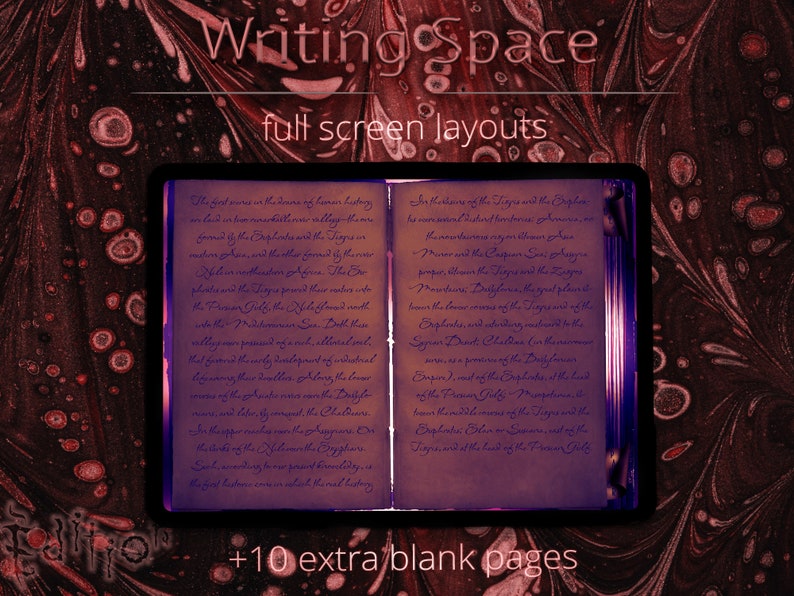 Realistic Digital Notebook, Blank Purple Witchy Journal + 10 Digital ...
