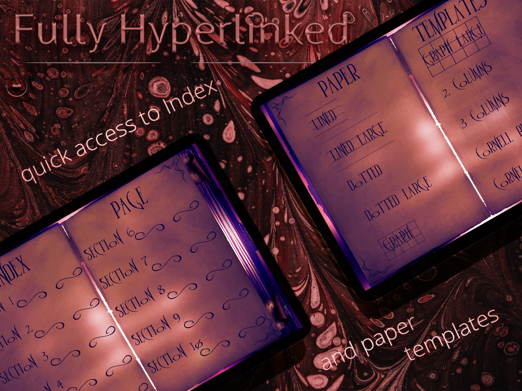 Realistic Digital Notebook, Blank Purple Witchy Journal + 10 Digital ...