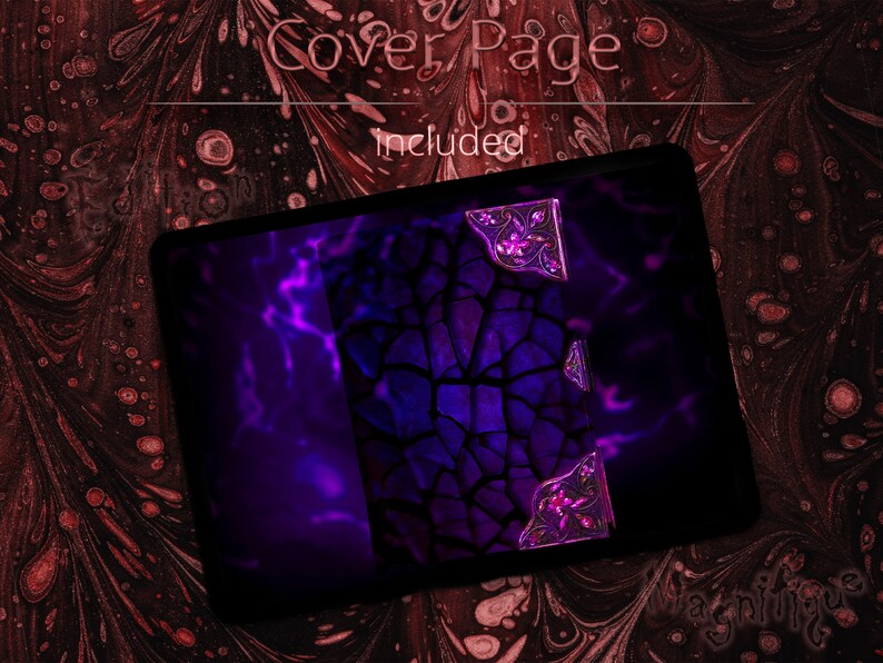 Realistic Digital Notebook, Blank Purple Witchy Journal + 10 Digital ...