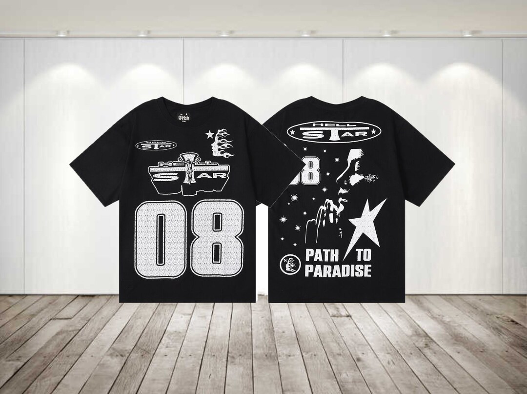 Hellstar T-shirt High Street Hip Hop Letter Printed Round Neck - Etsy