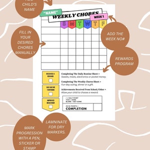 Kids Daily Responsibilities Chart, Printable Daily Routine, Chore Chart ...