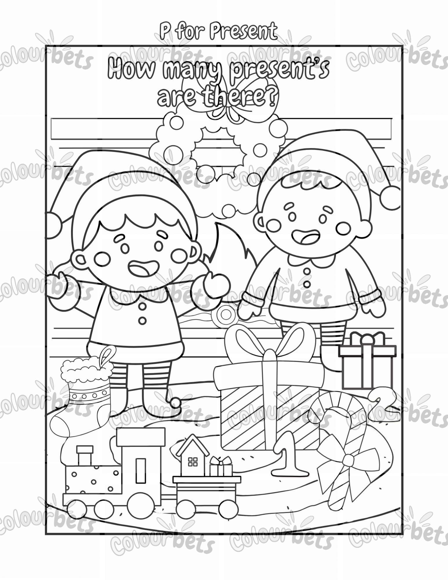 Festive Christmas Alphabet Coloring Activity Sheets for Early Education ...