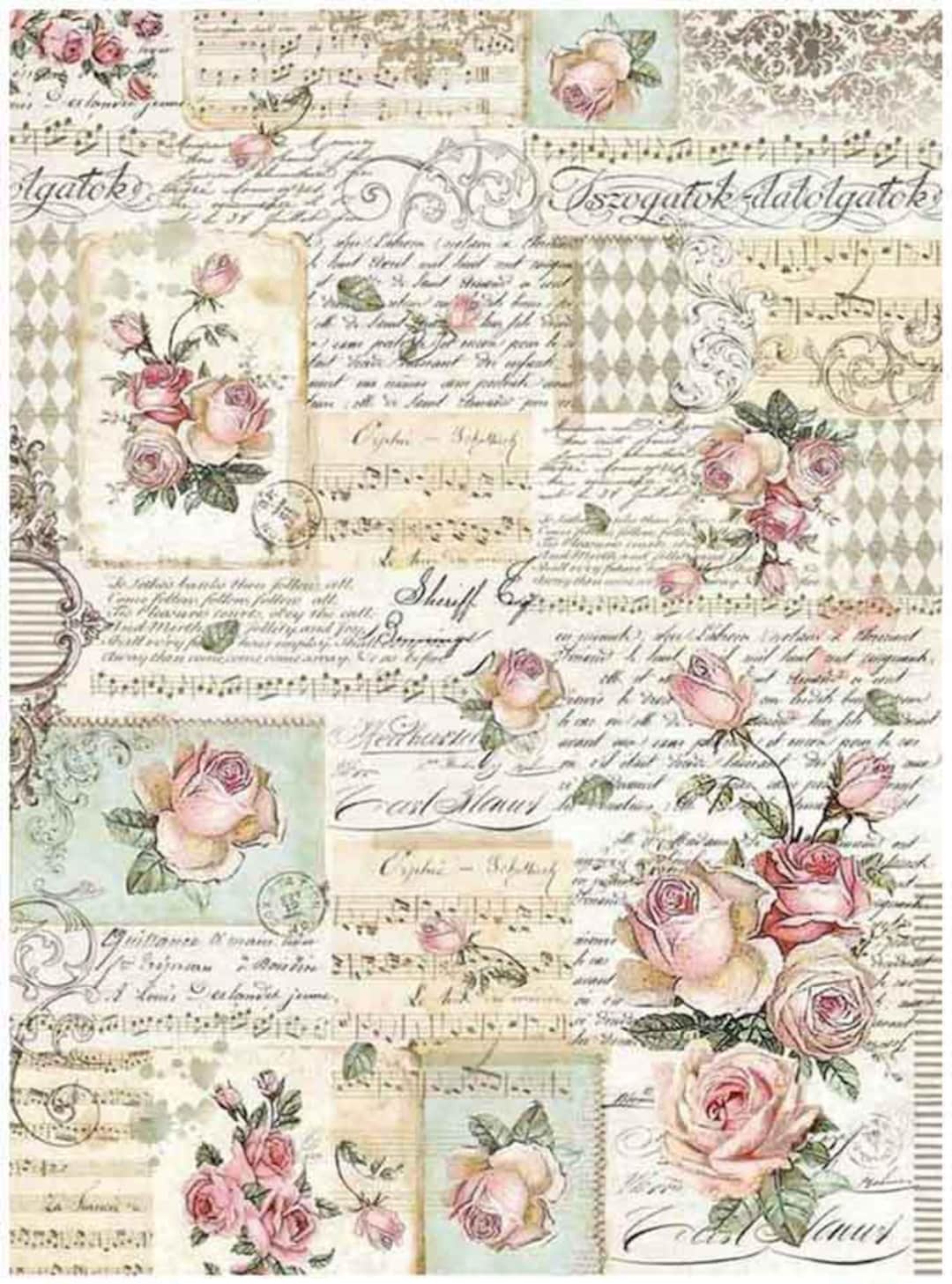 Vintage Rose Decoupage Paper, Rustic Floral Scrapbooking, A3 Sheet - Etsy