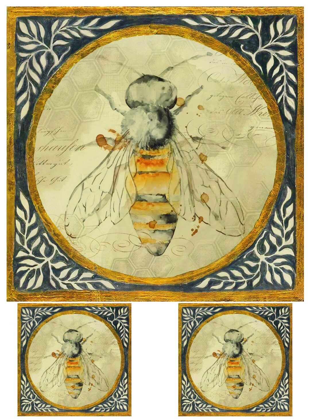 Vintage Bee Decoupage Paper for Crafts & Scrapbooking, Nature Inspired ...