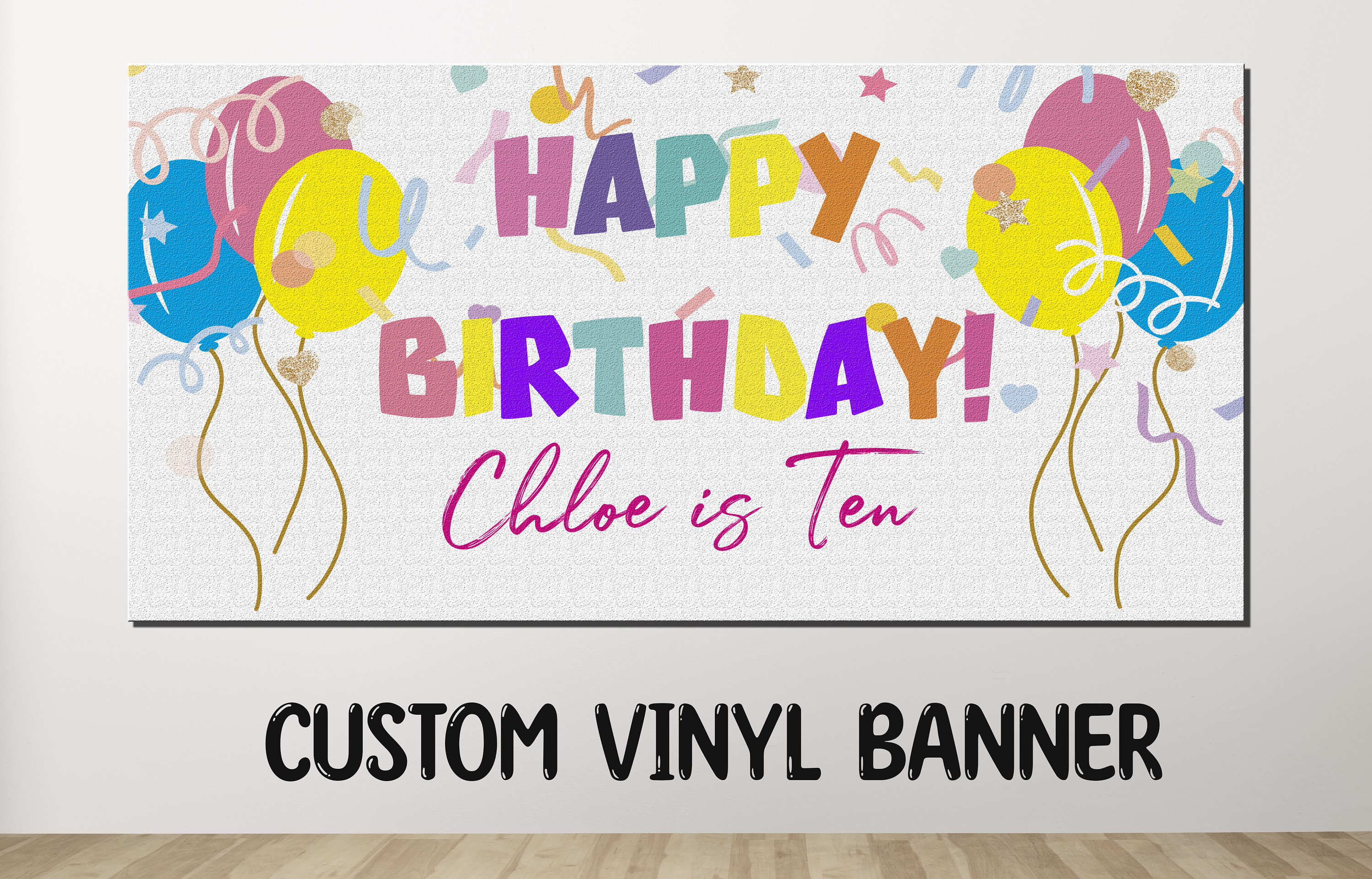 Personalized Printanle Birthday Banner, Happy Birthday Banner ...