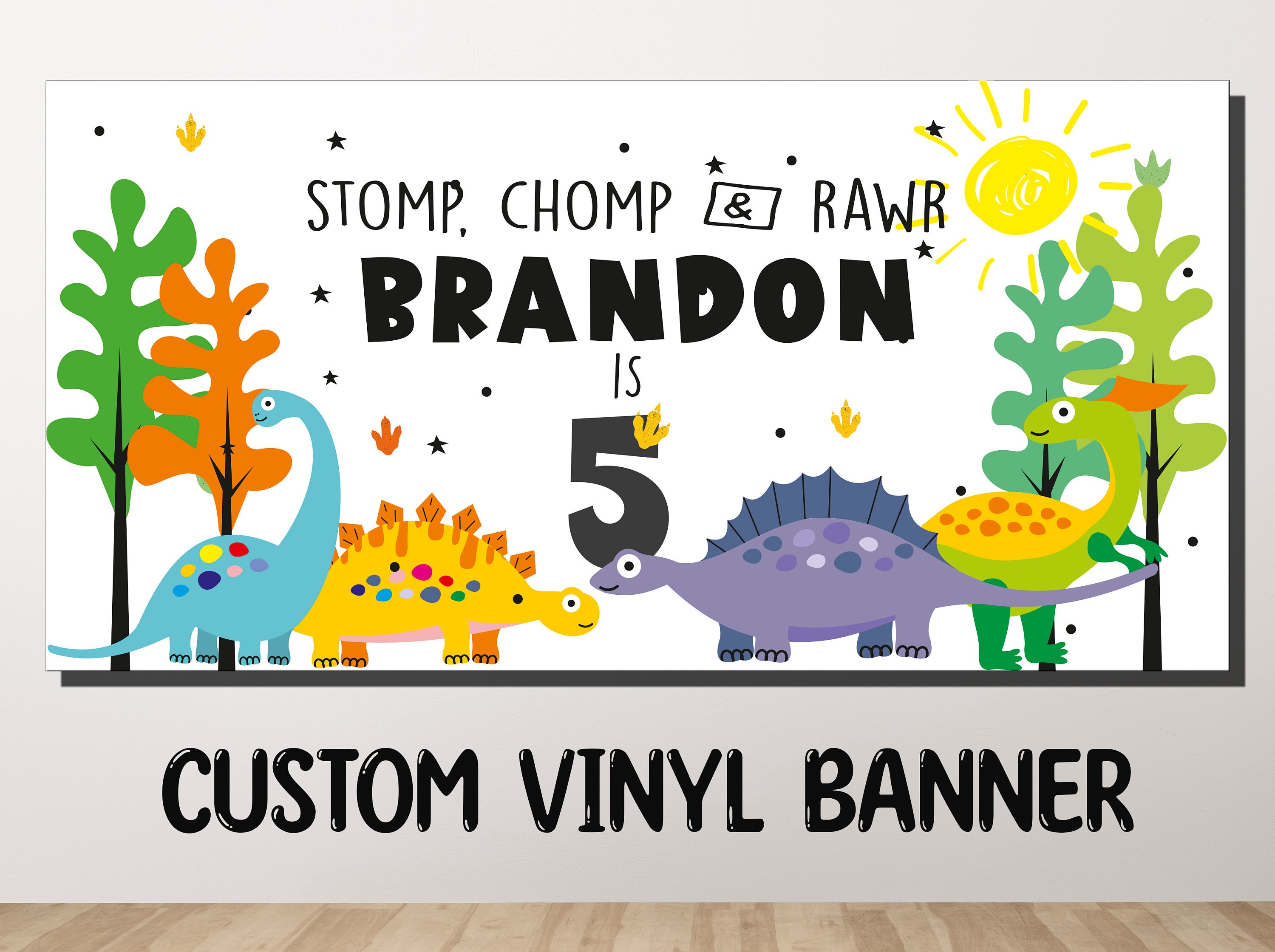 Personalized Dinosaur Birthday Banner, Dinosaur Birthday Party, Dino ...