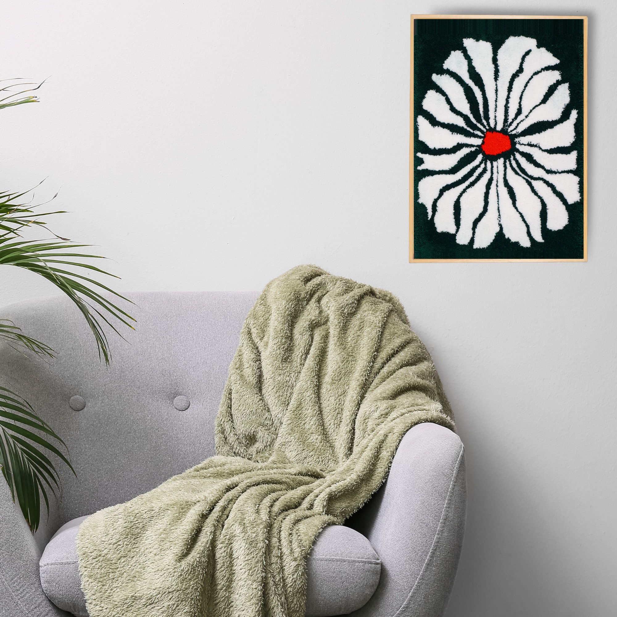 Handmade Tufted Abstract Wall Art With Wooden Frame Wall Decor Daisy - Etsy