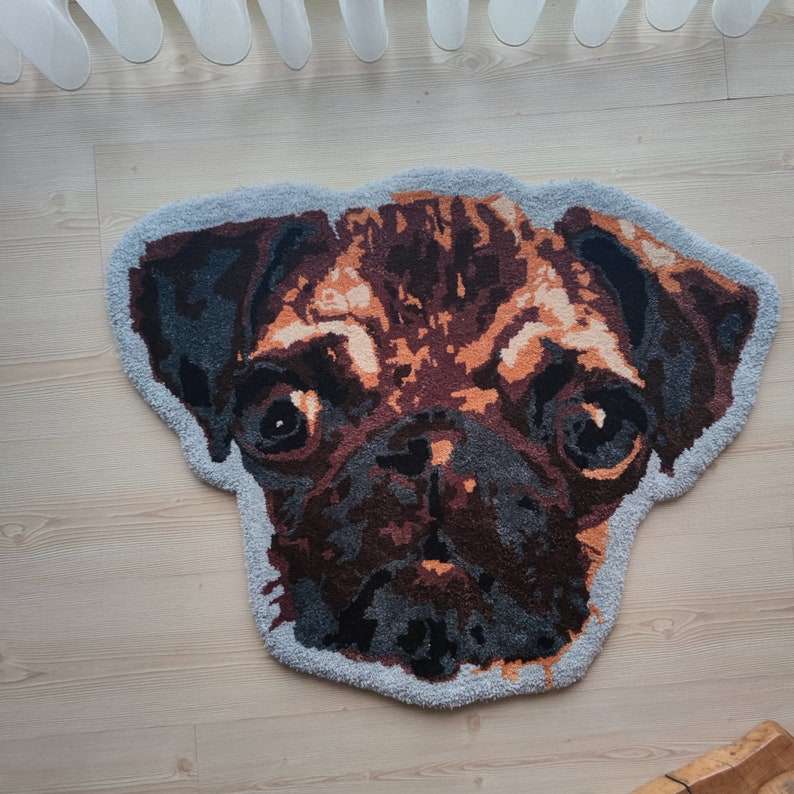 Handmade Pug Dog Head Shaped Rug - Etsy