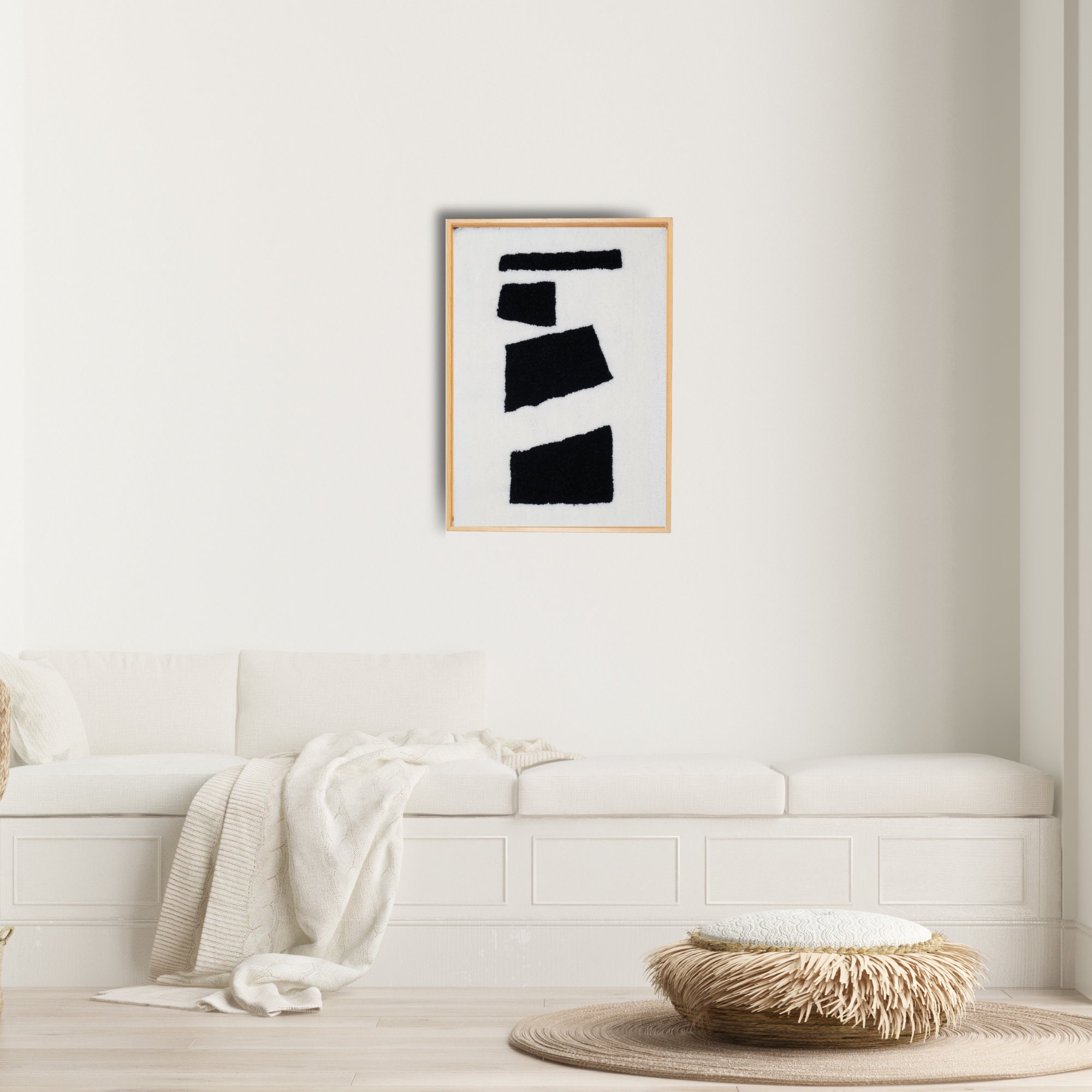 Tufted Wall Art With Wooden Frame Abstract Geometrical - Etsy