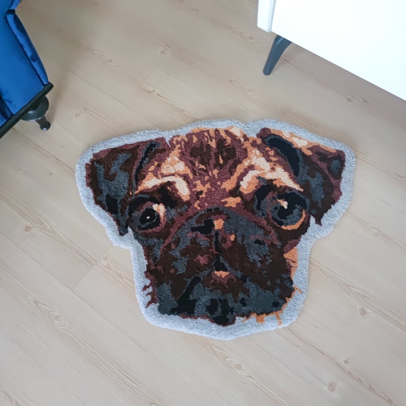 Handmade Pug Dog Head Shaped Rug - Etsy