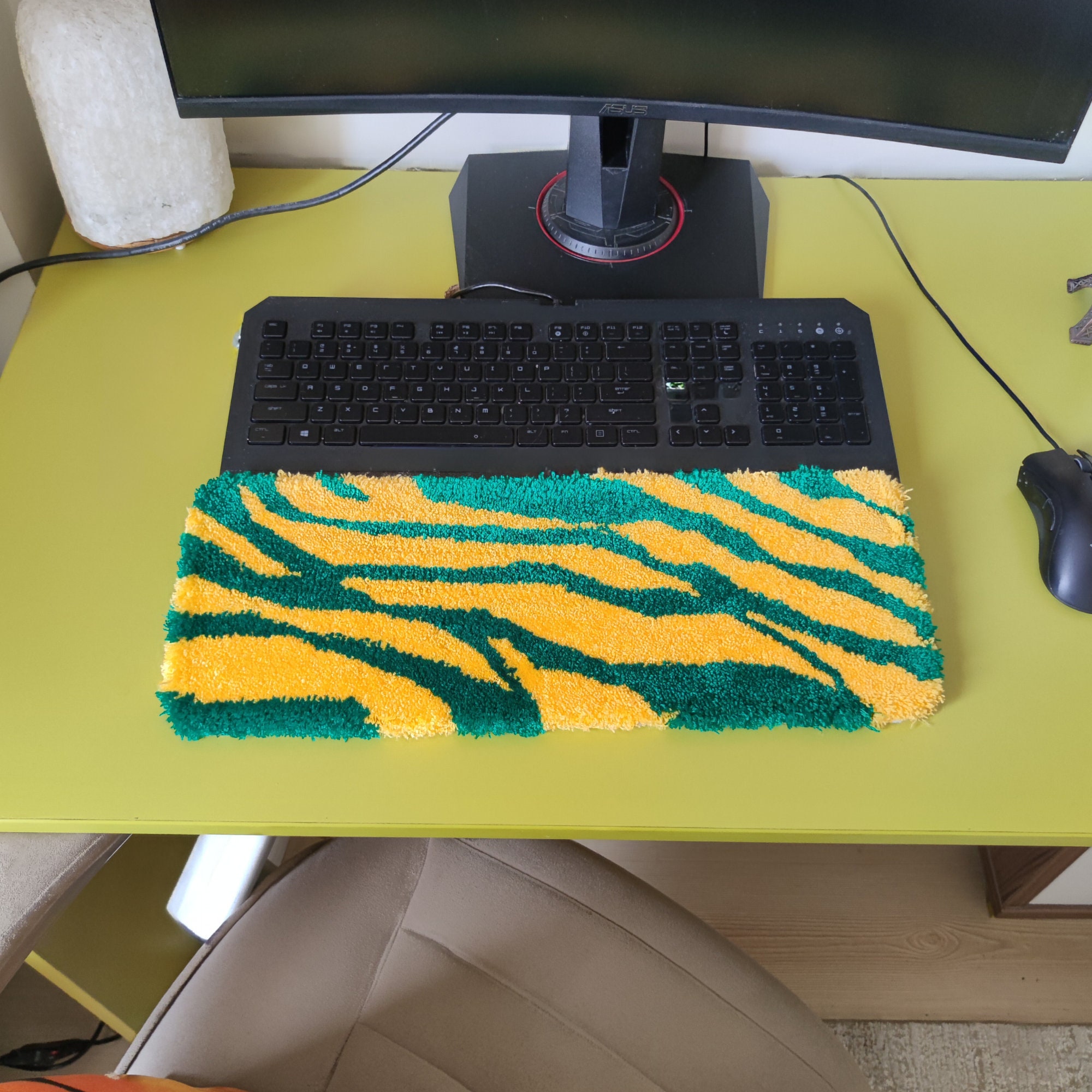 Green River Keyboard Rug Yellow and Green Wrist Rest - Etsy