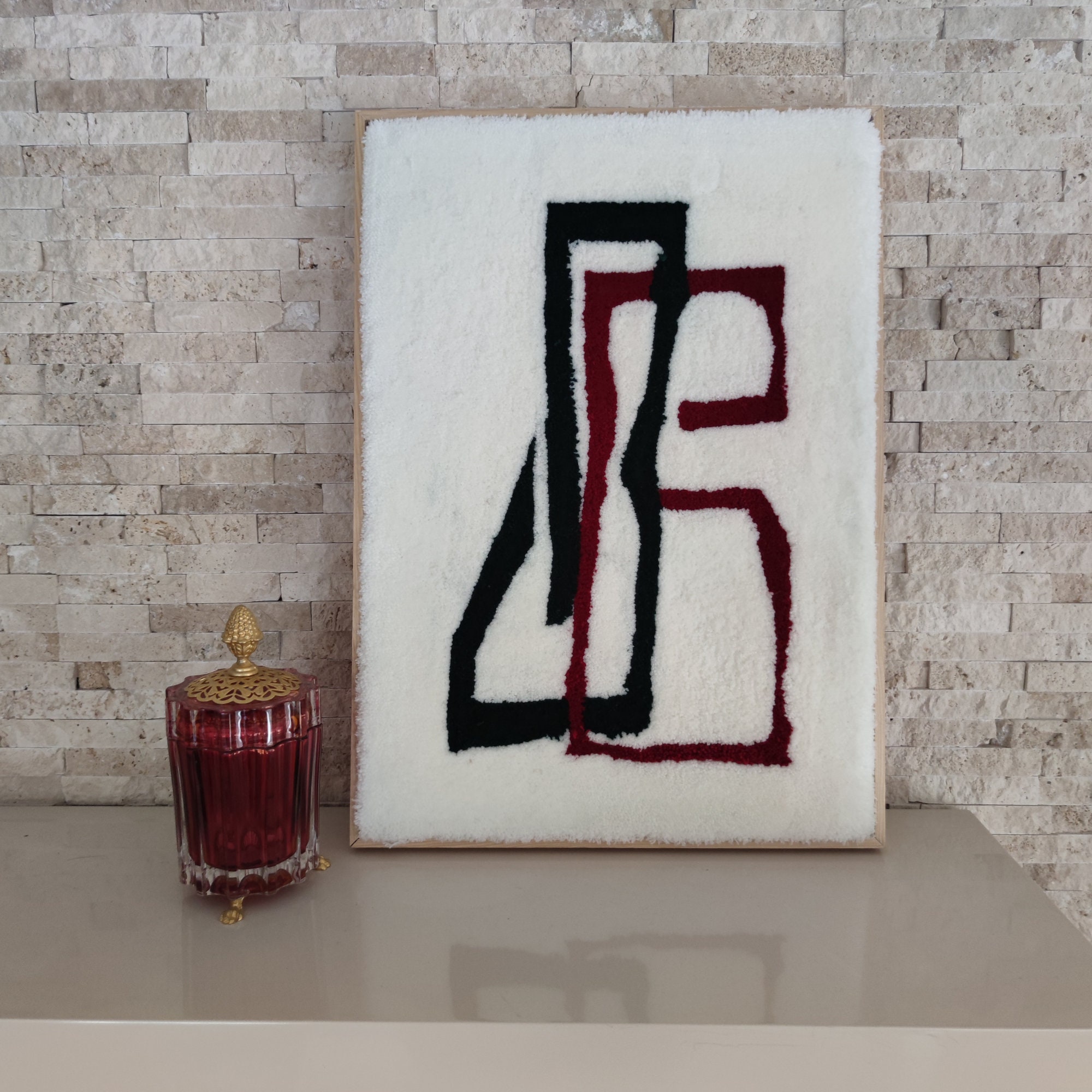 Tufted Abstract Wall Art With Wooden Frame - Etsy