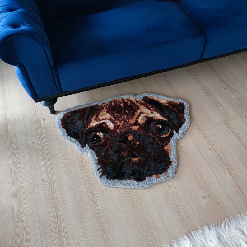 Handmade Pug Dog Head Shaped Rug - Etsy