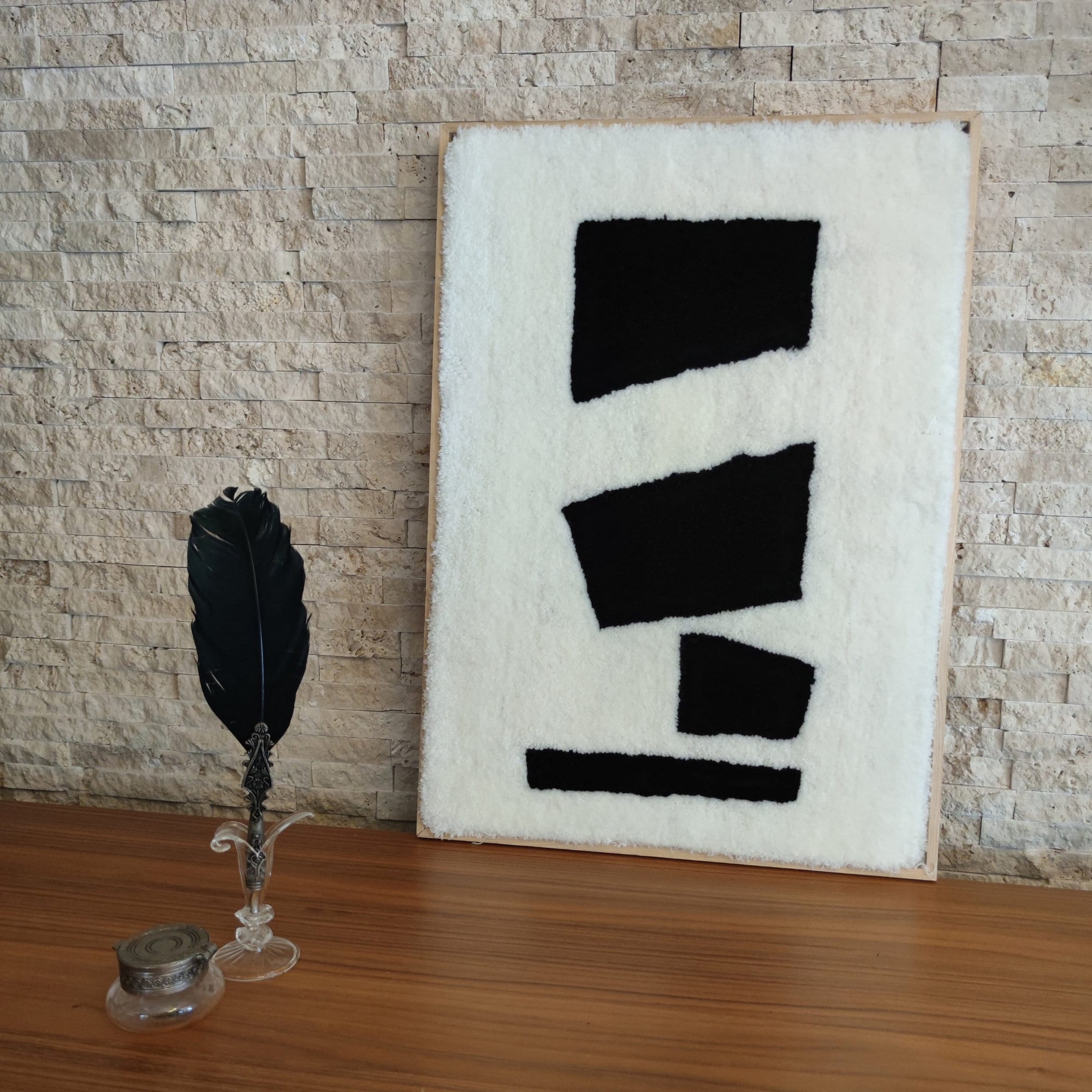 Tufted Wall Art With Wooden Frame Abstract Geometrical - Etsy