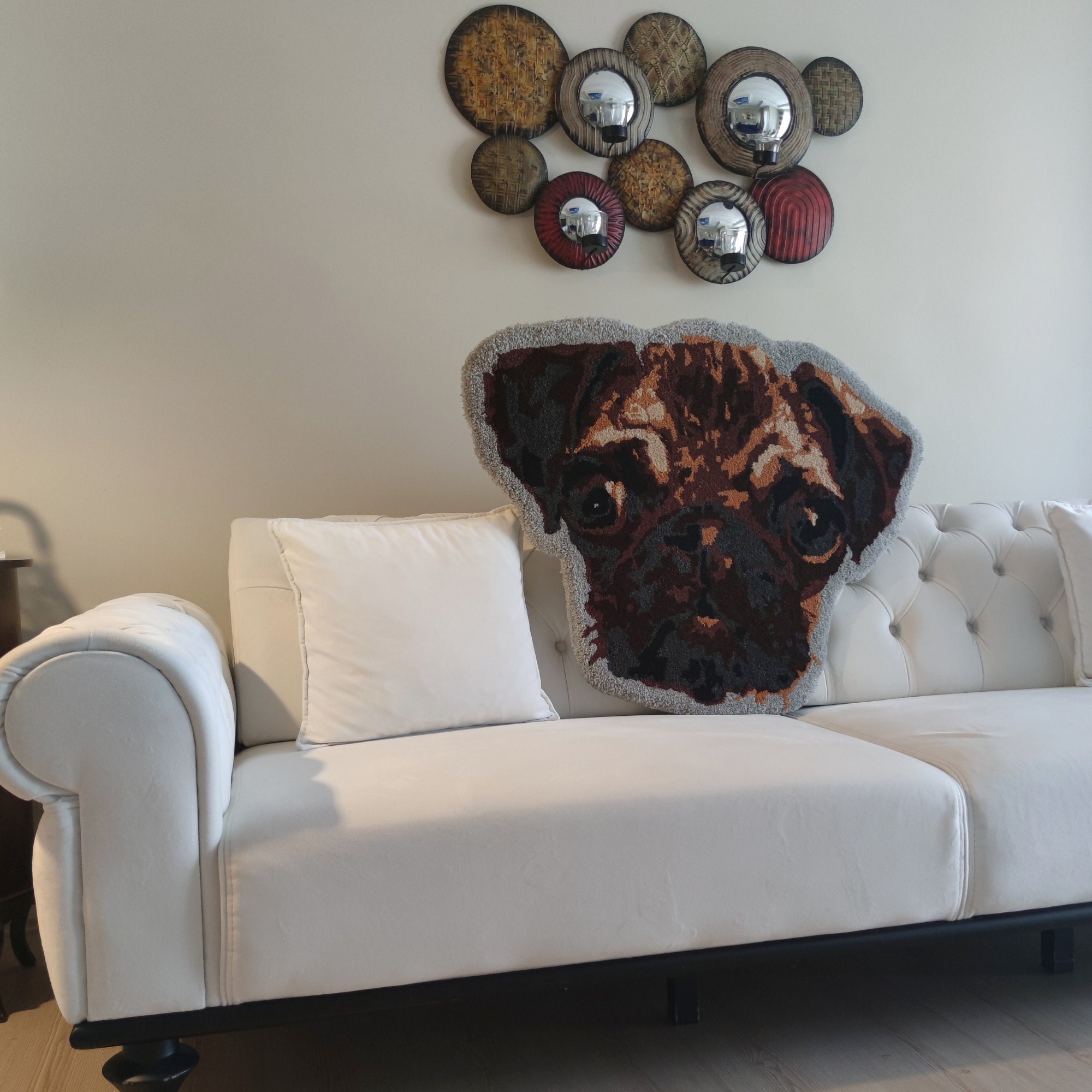 Handmade Pug Dog Head Shaped Rug - Etsy