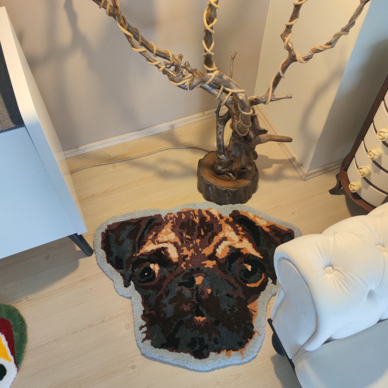 Handmade Pug Dog Head Shaped Rug - Etsy