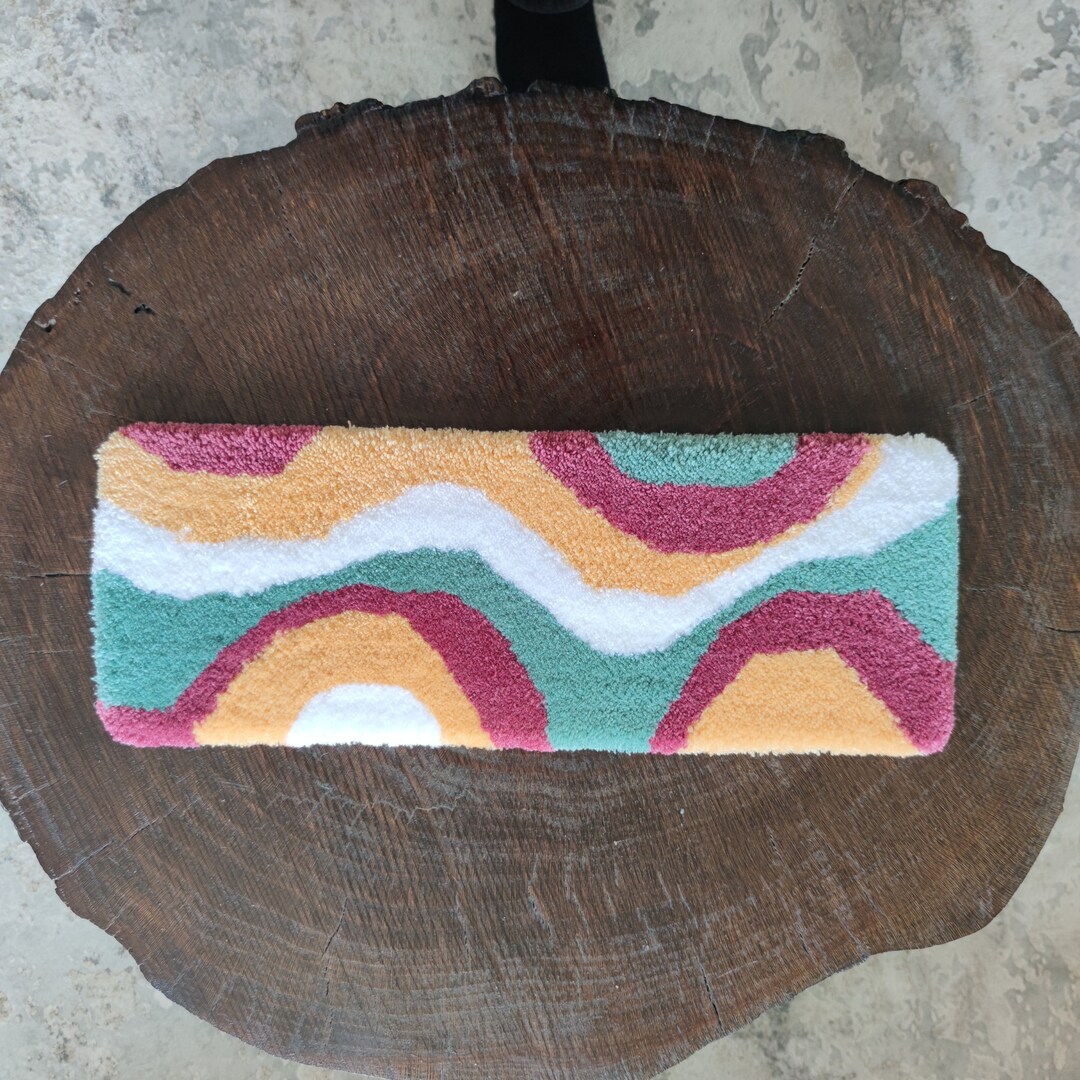 Tufted Keyboard Rug Abstract Green White Pink Waves Wrist Rest Gift - Etsy