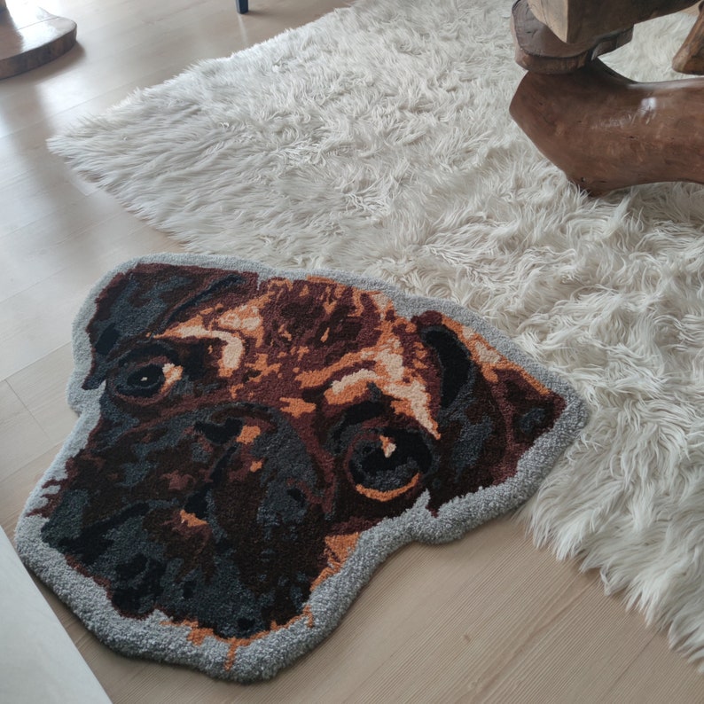 Handmade Pug Dog Head Shaped Rug - Etsy