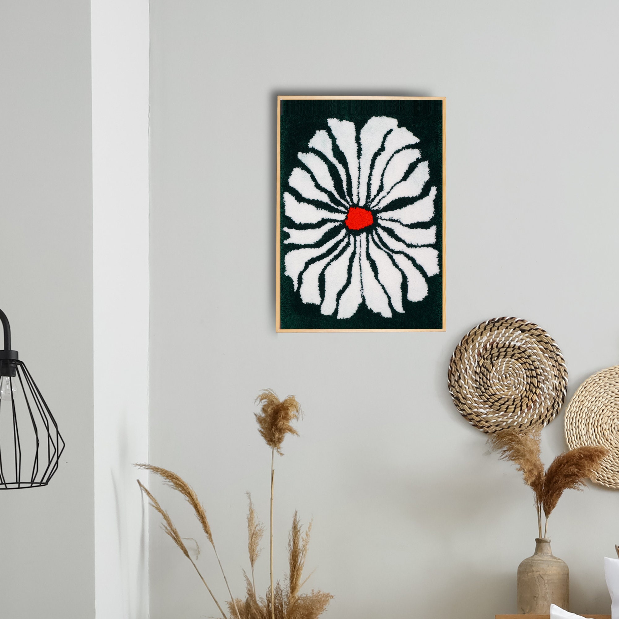 Handmade Tufted Abstract Wall Art With Wooden Frame Wall Decor Daisy - Etsy