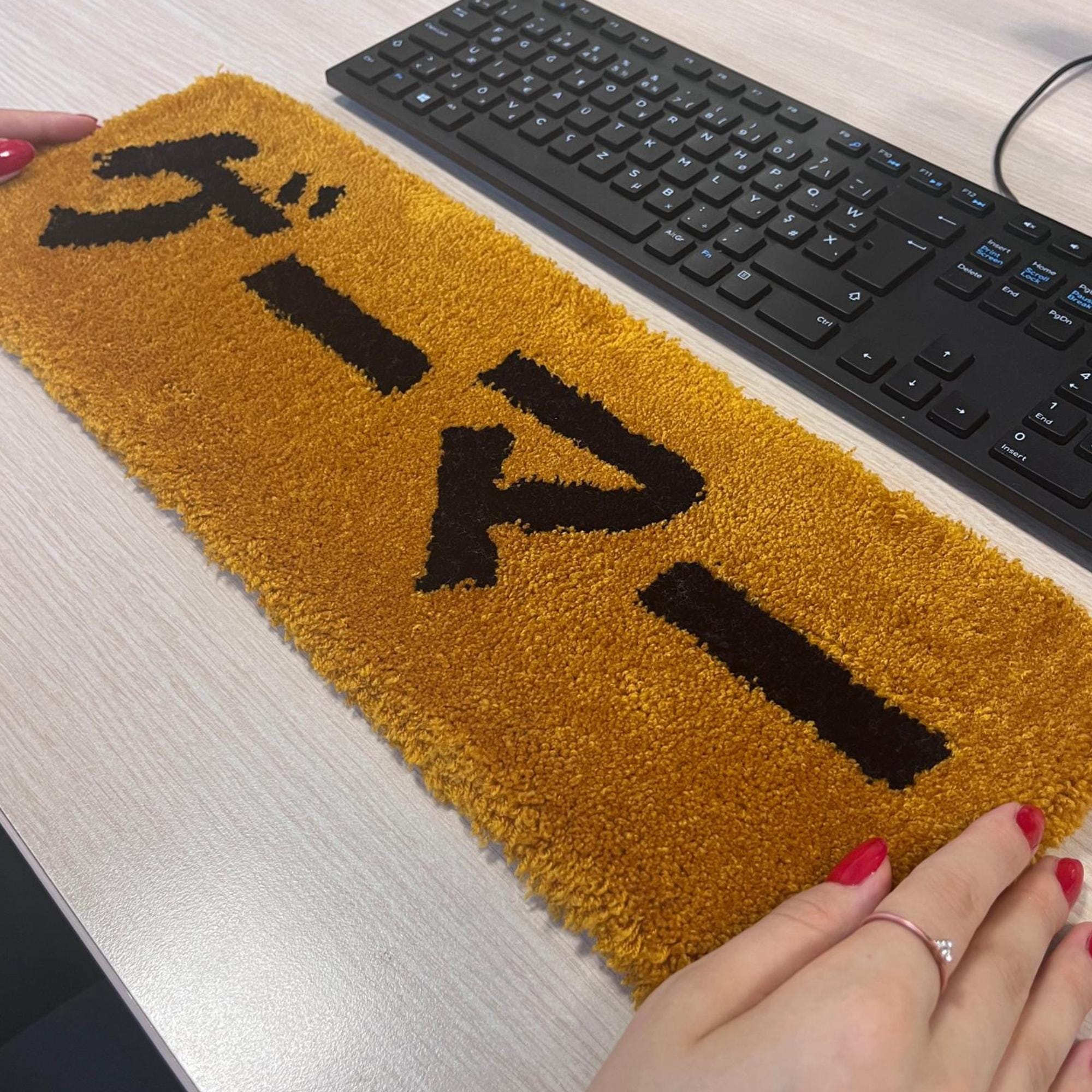 Gamer in Japanese Keyboard Rug Japanese Text Design Non-slip Mustard ...