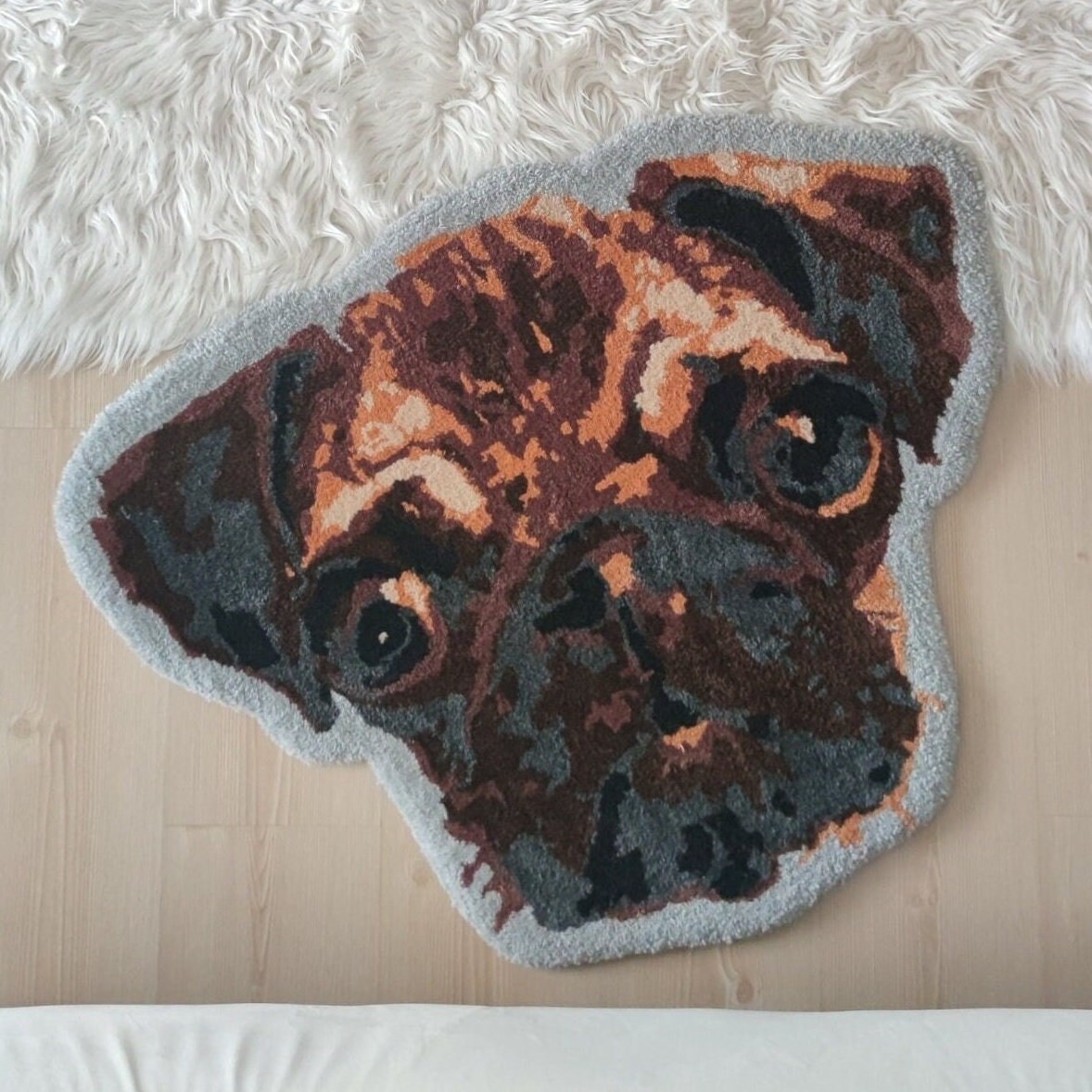 Handmade Pug Dog Head Shaped Rug - Etsy