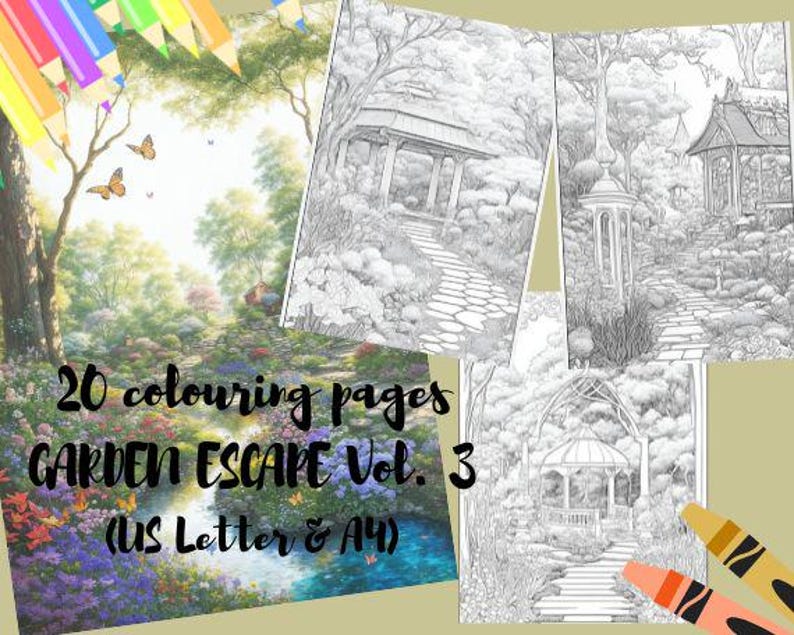Garden Escape Vol. 3 Coloring Pages - Etsy