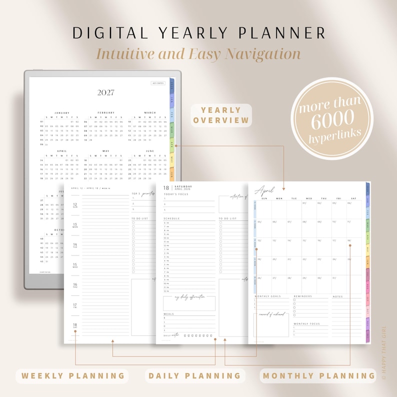 Yearly Planner 2027 for Remarkable Paper Pro / Digital Planner for ...