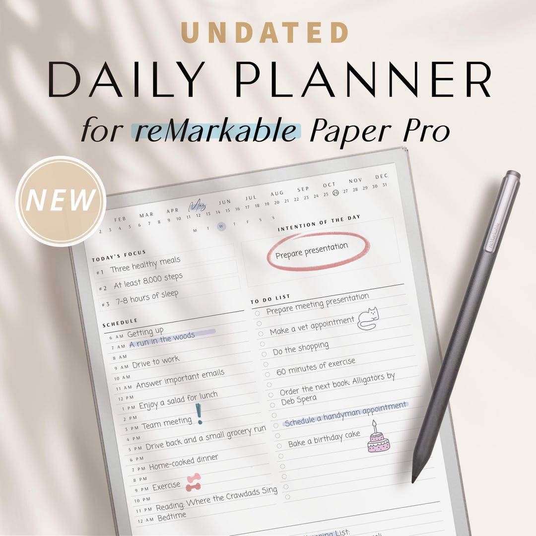 Remarkable Paper Pro Planner | Daily Planner for Remarkable | Undated ...