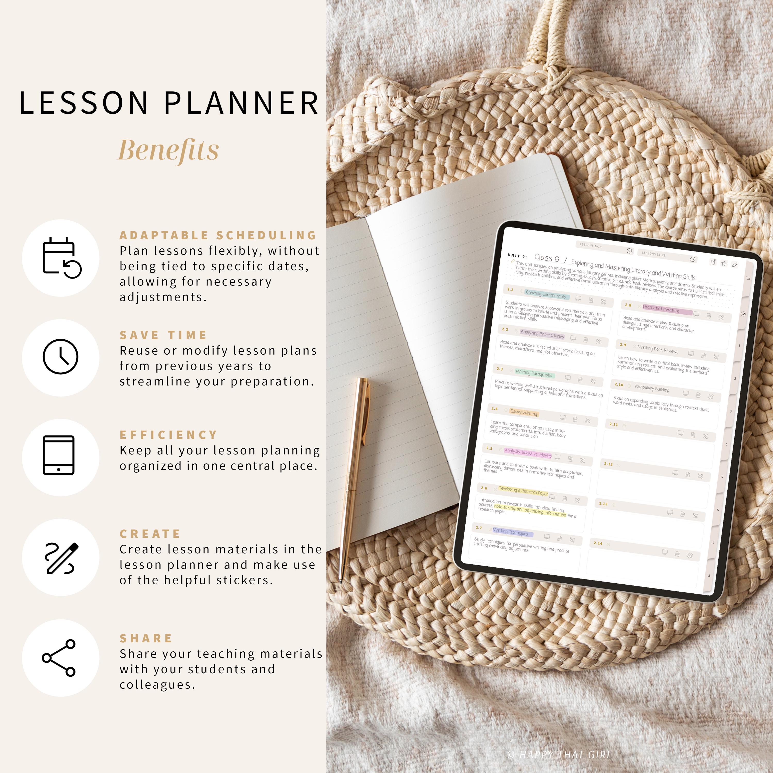Digital Lesson Planner for Teachers, Individual Lesson Plan for ...