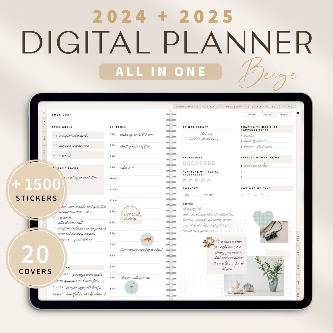 2024 + 2025 Digital Planner / Daily, Weekly & Monthly Planner / Dated ...