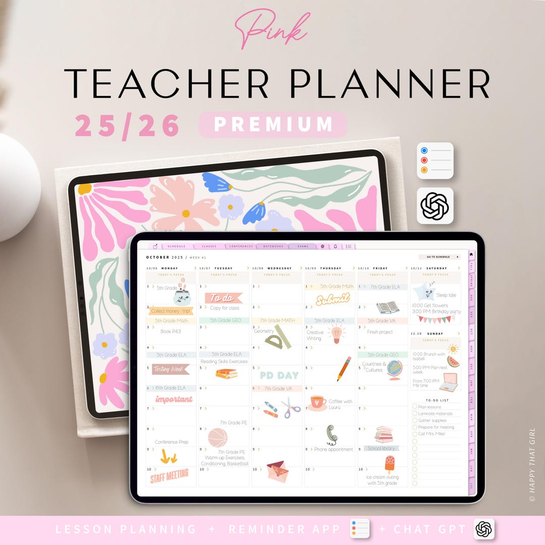 Digital Teacher Planner AUGUST 2025 – JULY 2026 DATED, Lesson Academic ...