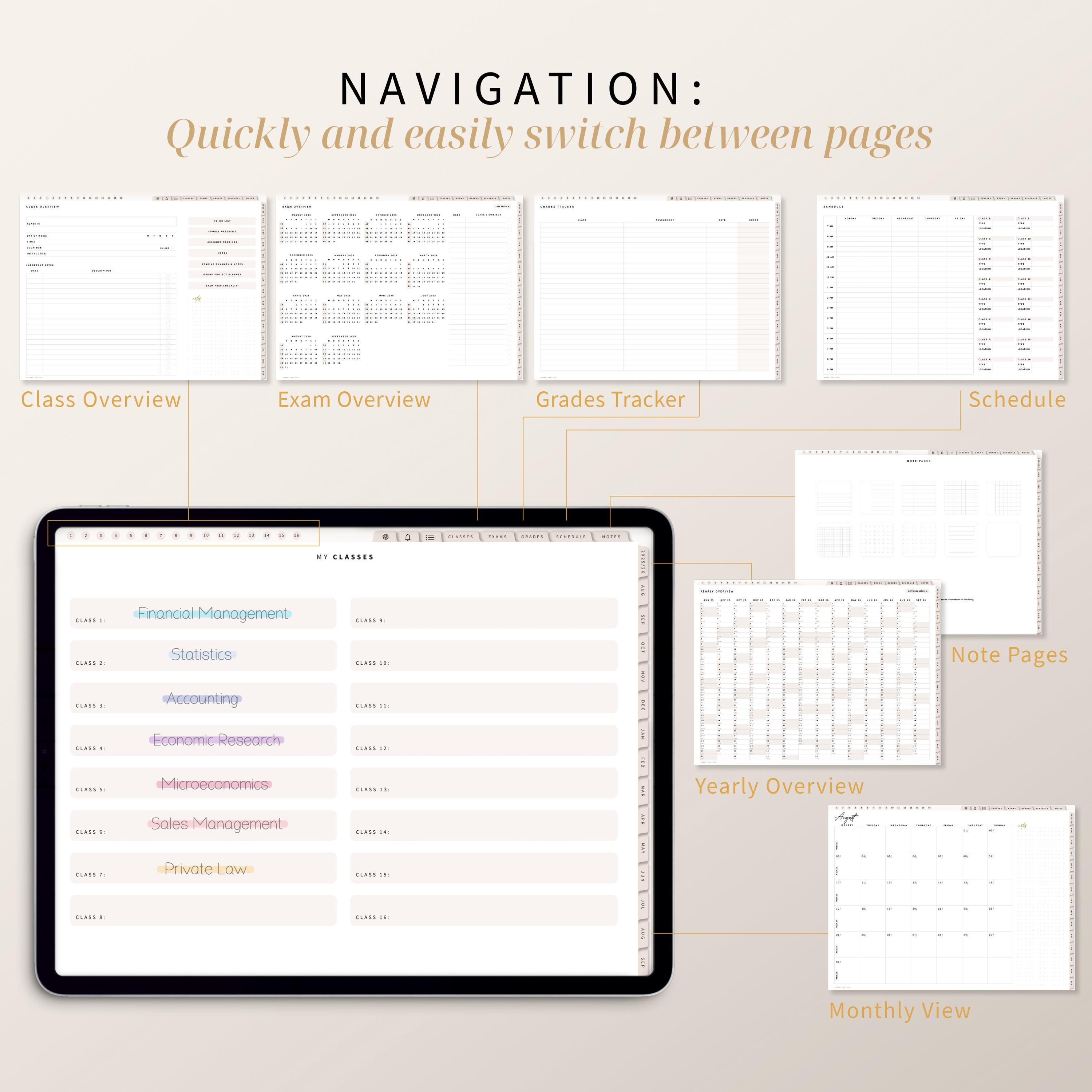 Digital Student Planner 2025 2026 Pink | Academic iPad Planner With ...