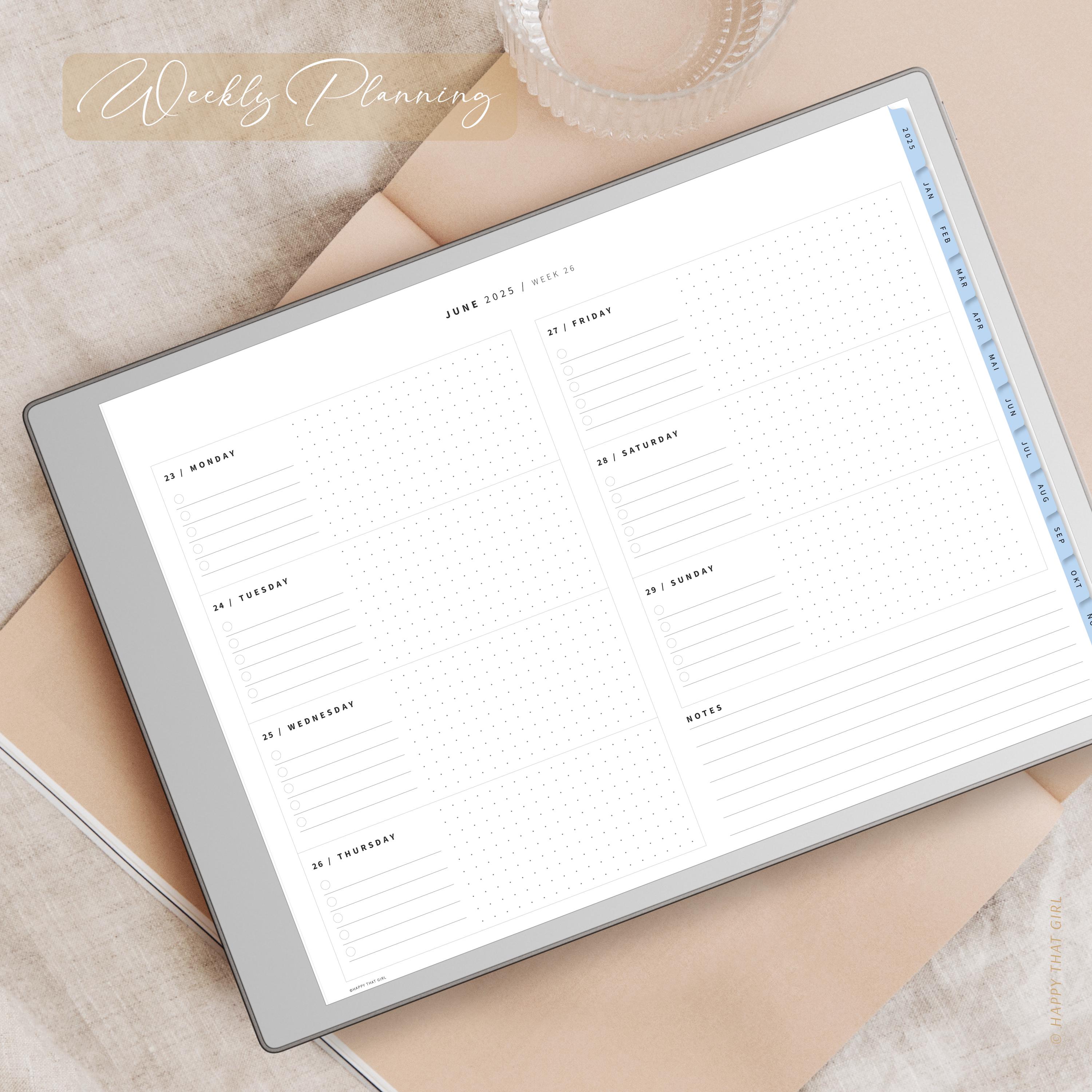 Remarkable Paper Pro Yearly Planner for 2025 / Digital Planner for ...