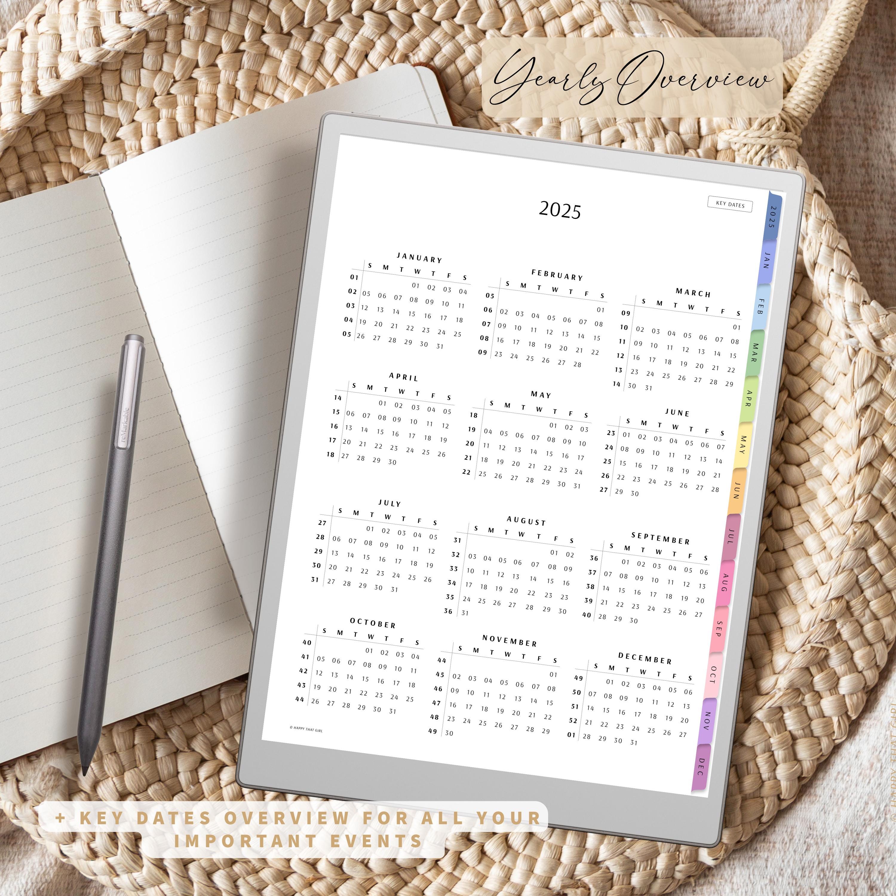 Remarkable Paper Pro Productivity Planner for 2025 2026 / Digital ...