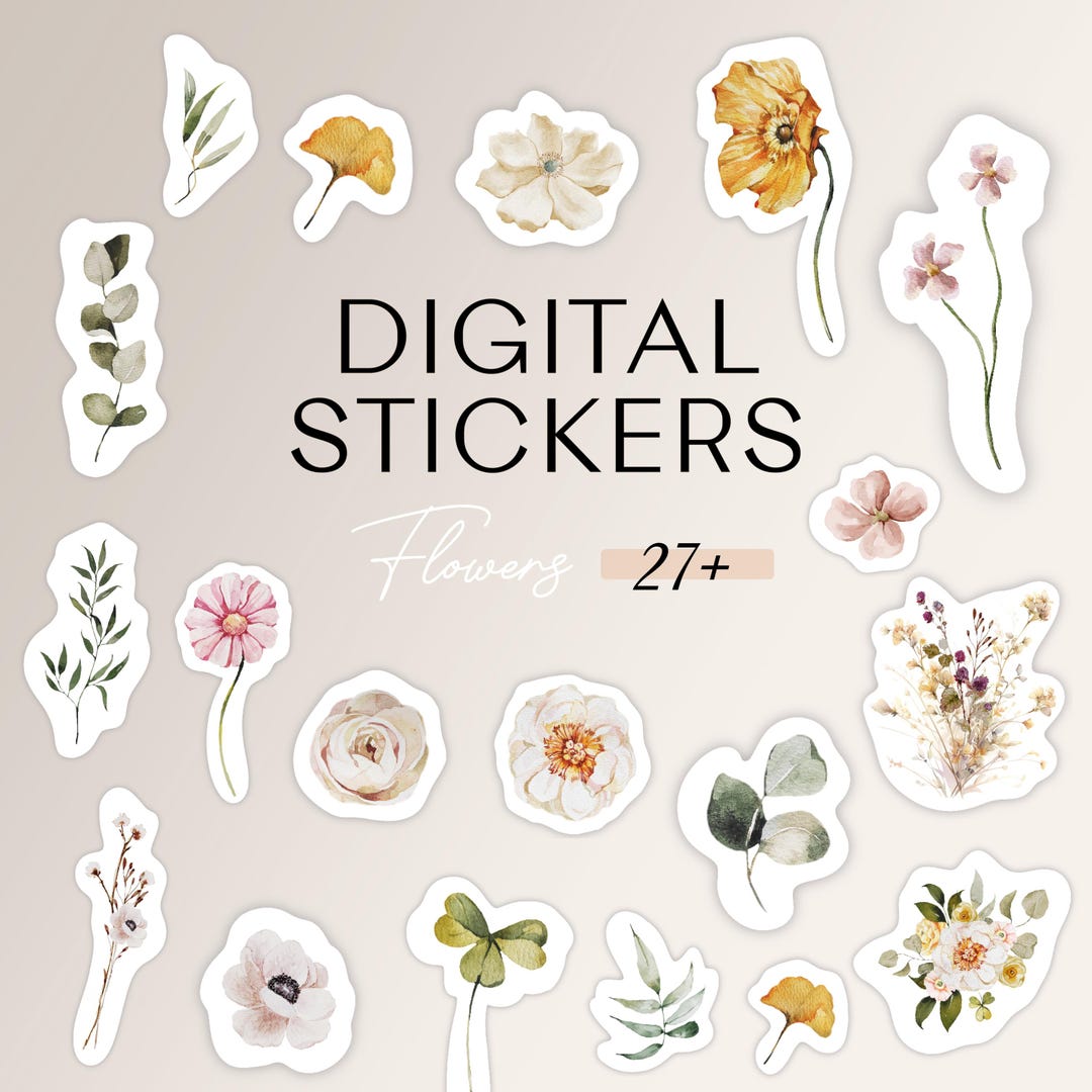 Floral Aesthetic DIGITAL STICKERS | Goodnotes Stickers | Flowers ...