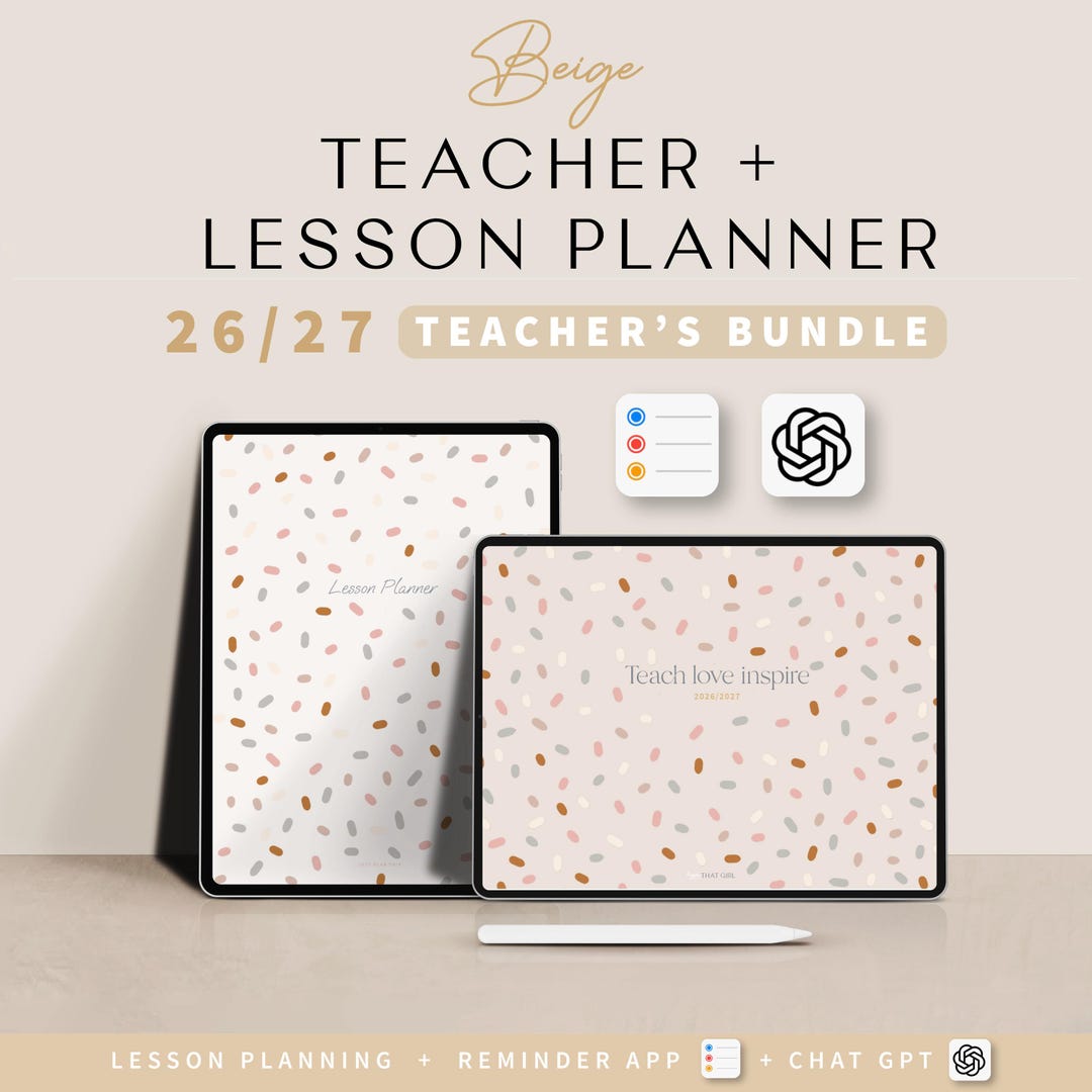 Digital Teacher Planner Bundle 2026-27: Undated Lesson Plans, Stickers ...
