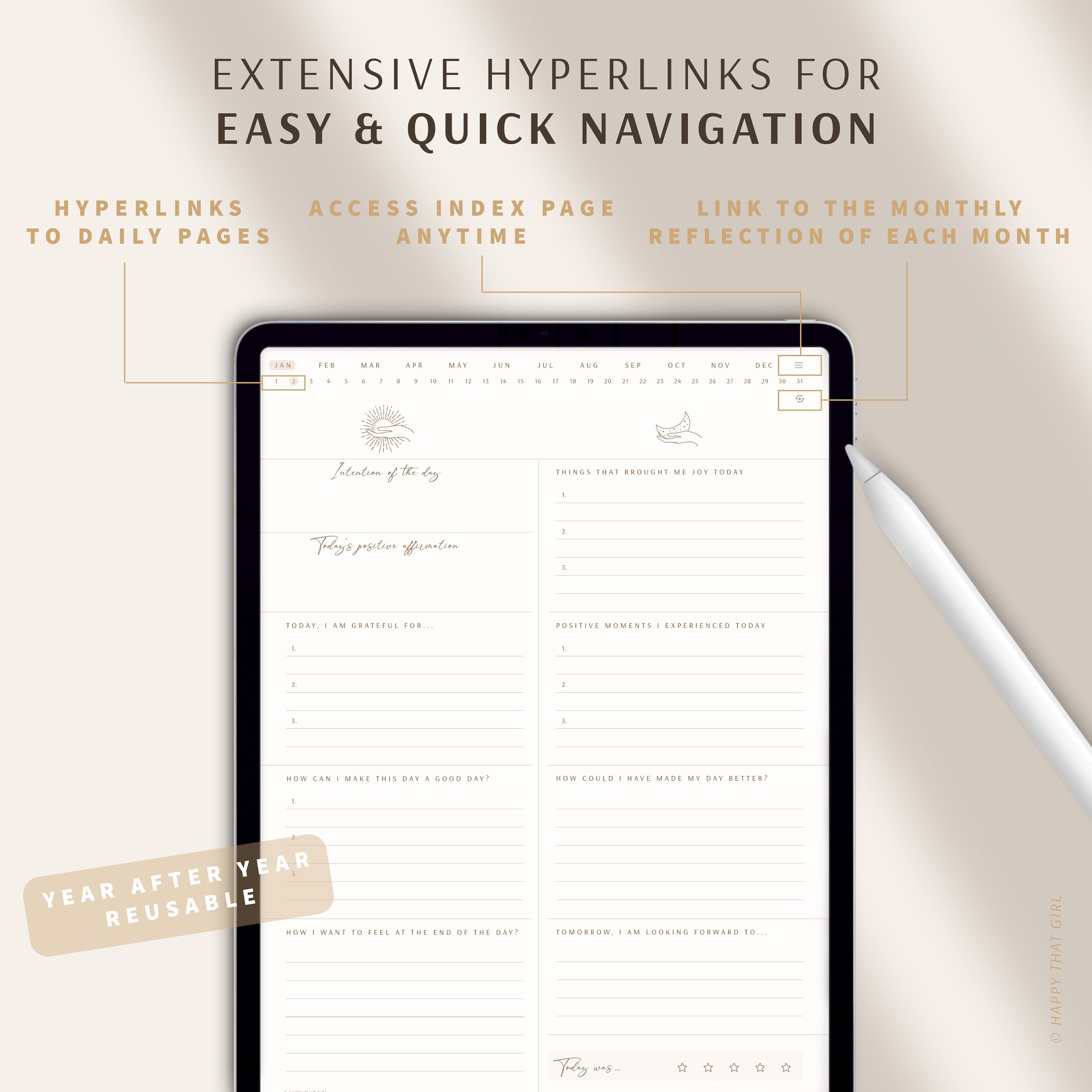 Digital Gratitude Journal / iPad Planner / Goodnotes Planner / Daily ...
