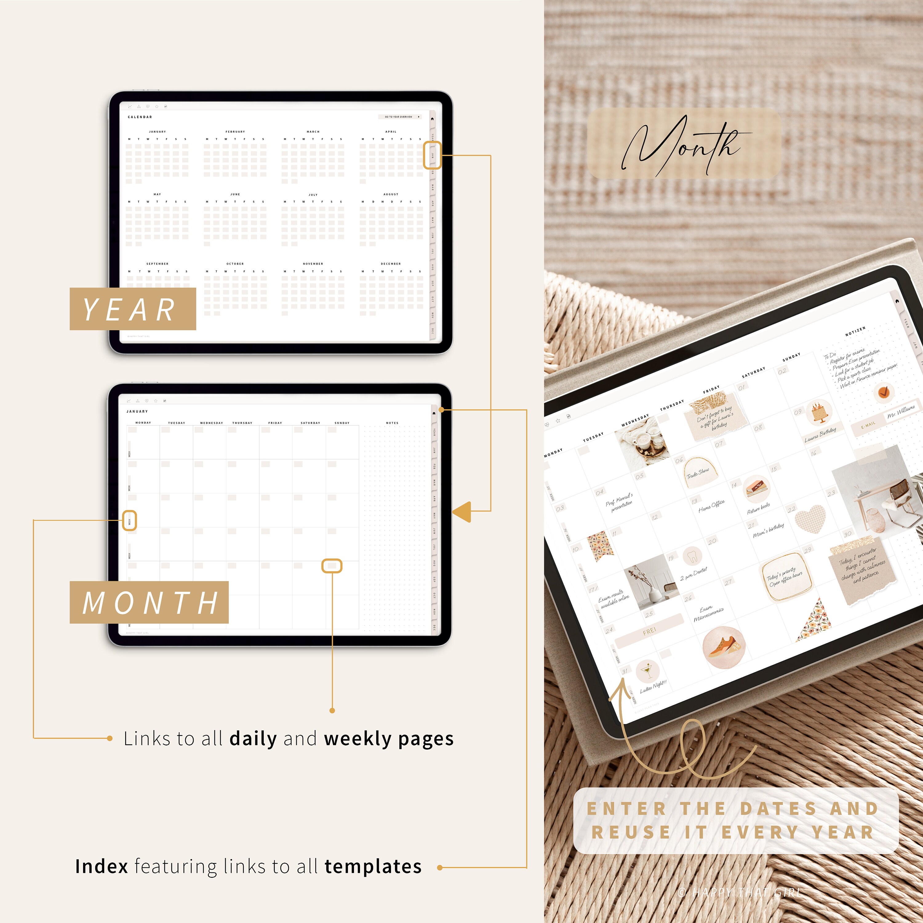 Undated Digital Planner / Daily Planner / Notability Planner / iPad ...