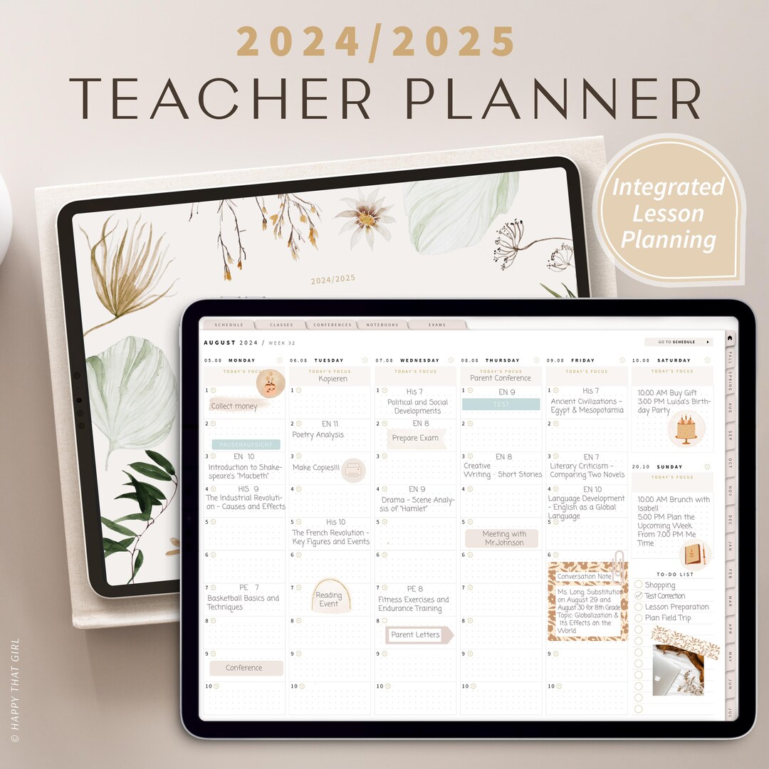 Teacher & Lesson Planner Bundle Undated Digital Lesson Planner 2024 ...