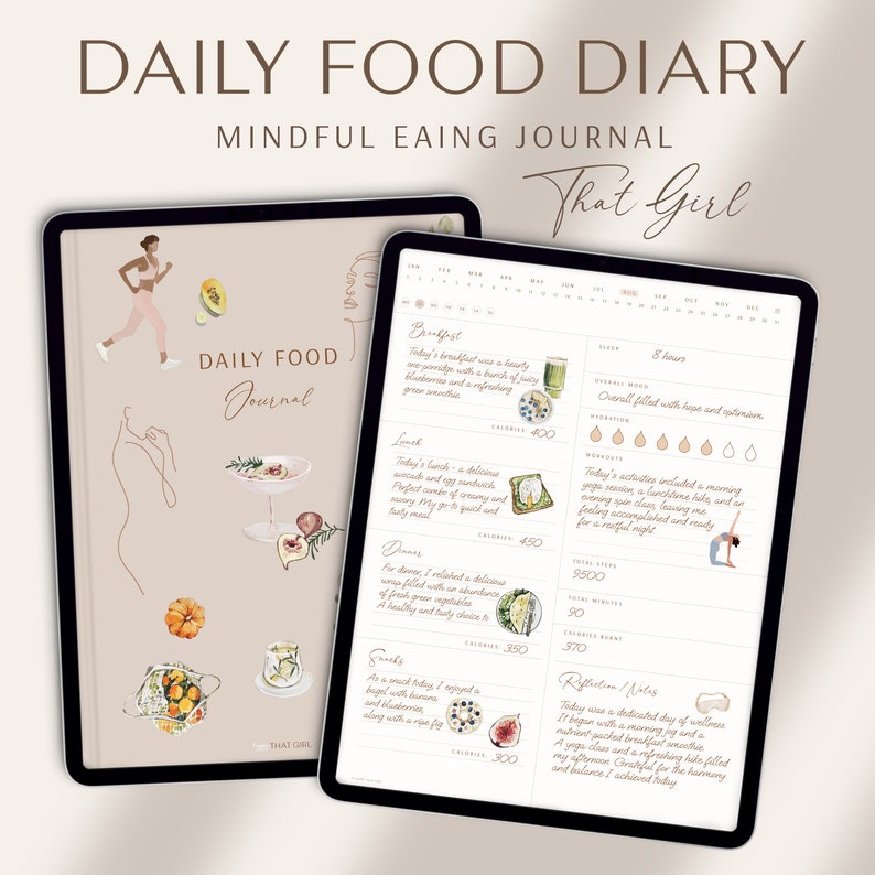 Daily Food Journal / Daily Food Diary / iPad Calorie Tracker ...