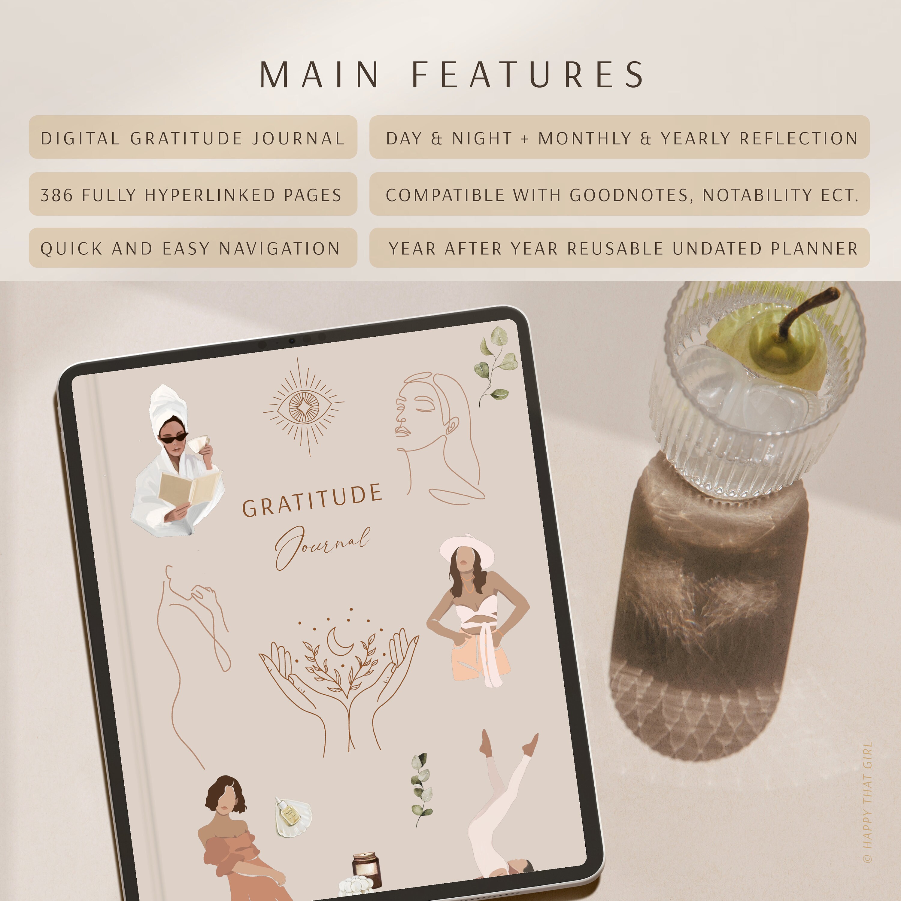 Digital Gratitude Journal / iPad Planner / Goodnotes Planner / Daily ...