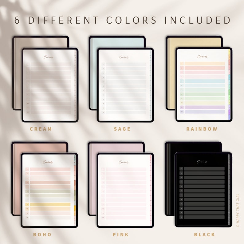 Portrait Digital Notebook: 6 Colors, 1000+ Stickers (goodnotes, Ipad ...