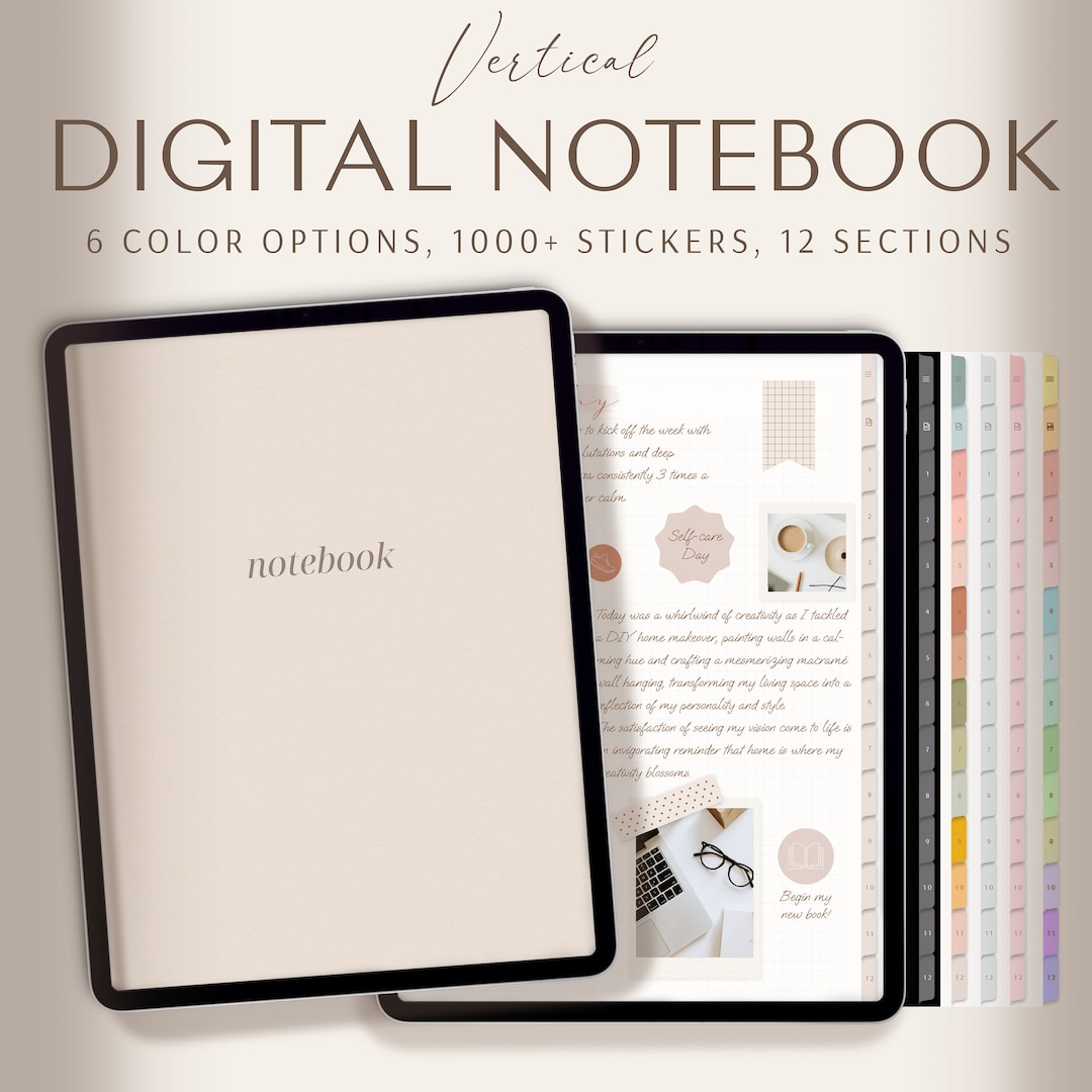 Portrait Digital Notebook: 6 Colors, 1000+ Stickers (goodnotes, Ipad ...